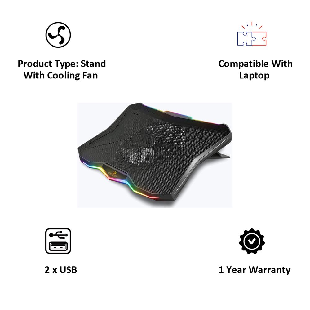 Buy Zebronics ZEB-NC7000 Stand with Cooling Fan For Laptop (USB Powered ...